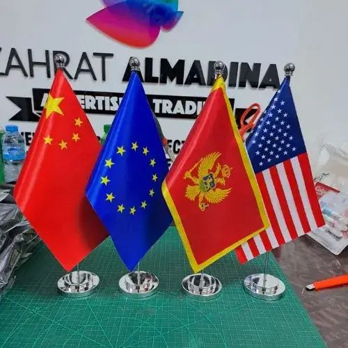 Single Silver Table Flags Dubai | Custom Silver Desk Flags UAE